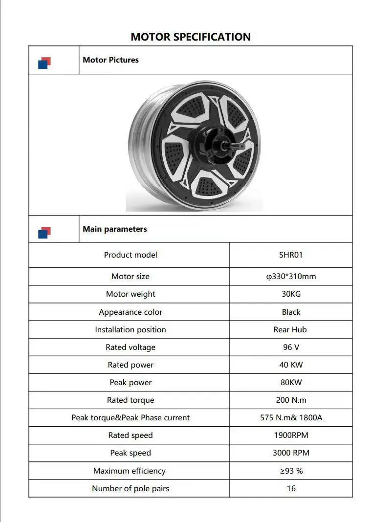 Sotion Superracer Hub Motor - 40KW High Speed DC Motor