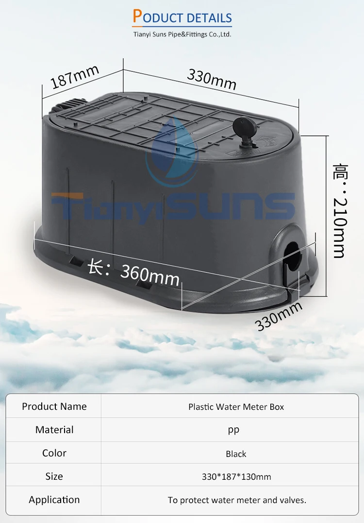 OEM Black Plastic Water Meter Box with Key, Valve & Wet Dial for DN15 ...