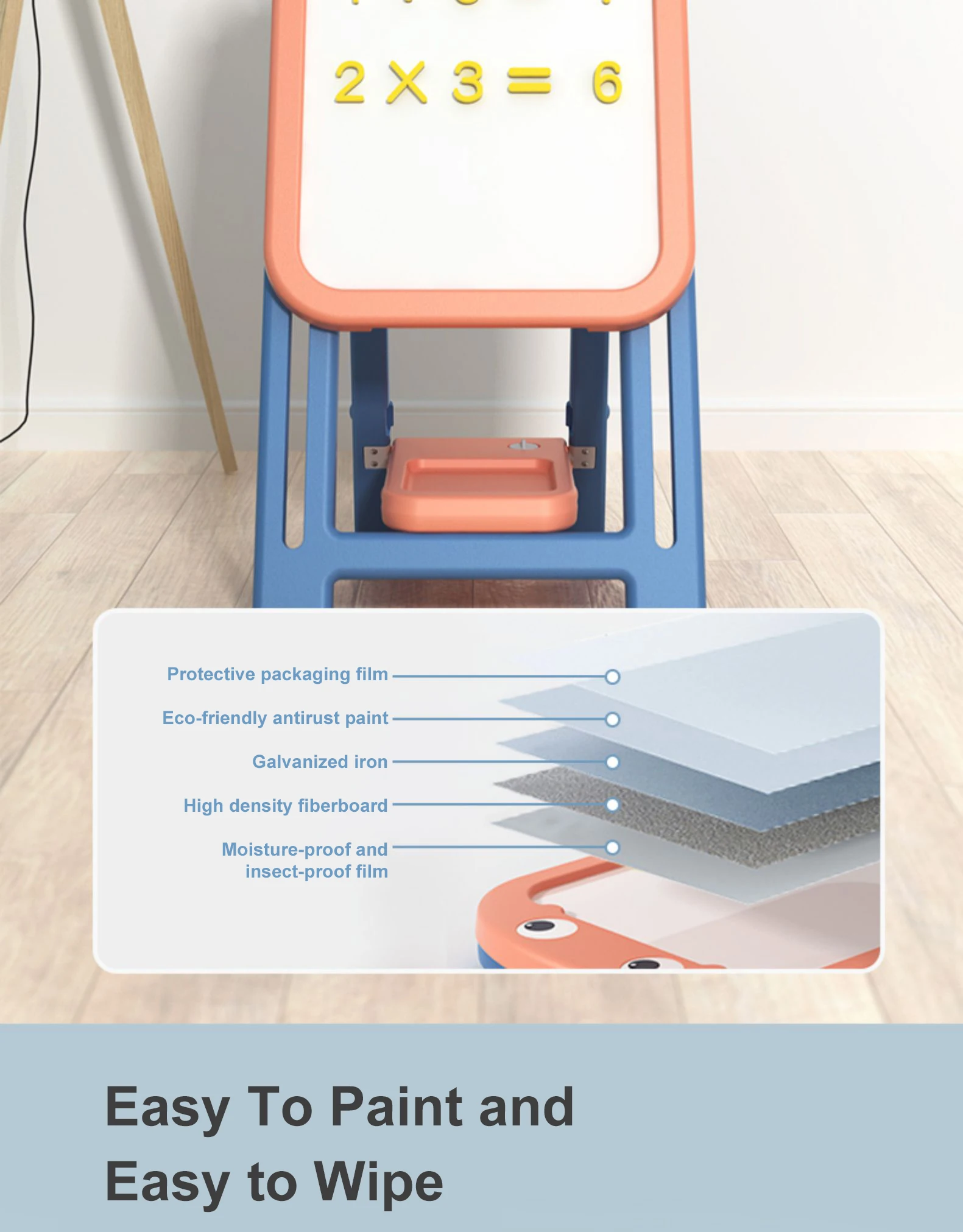Foldable Children's Drawing Board - Adjustable Height & Stability
