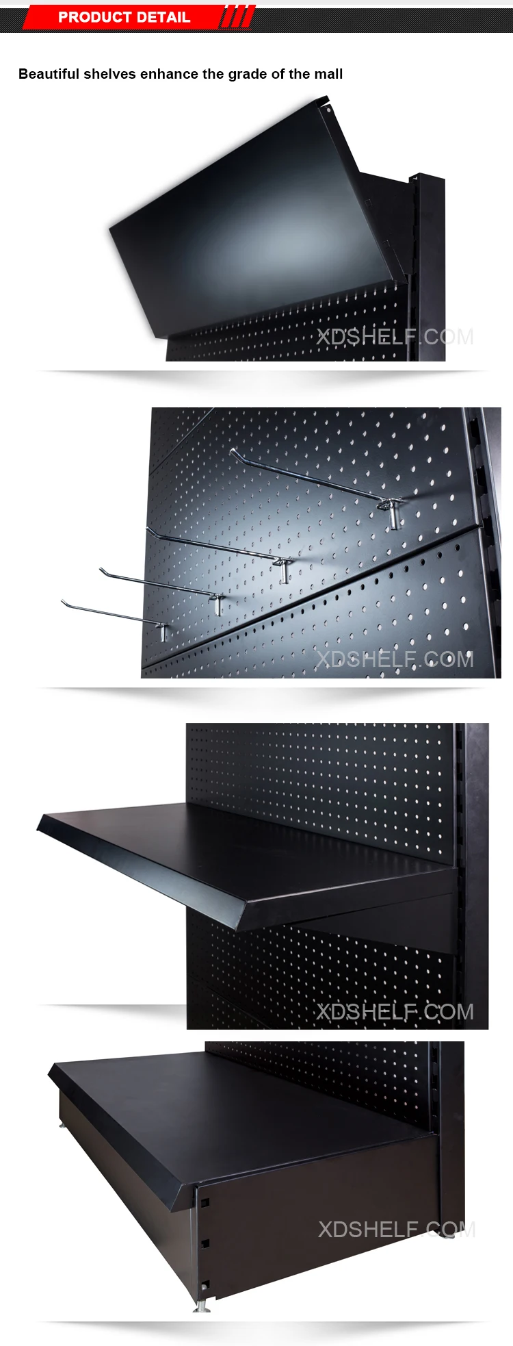 Black Metal Peg Board Display Wall Tools Display Board Shelf With ...