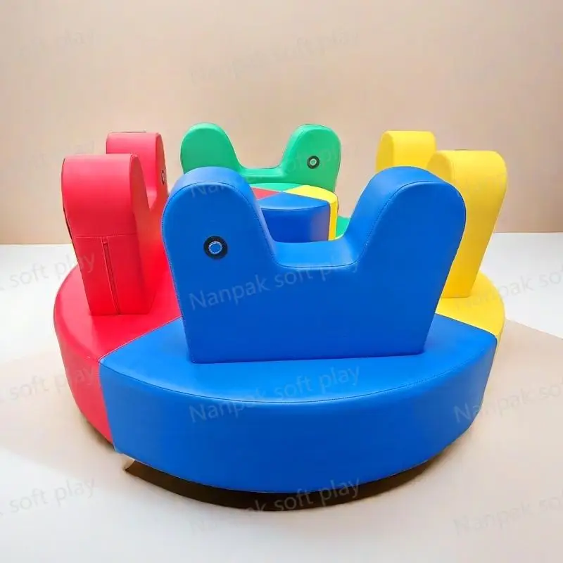 Indoor Playground Spinning Carousel White Soft Play Merry Go Round ...