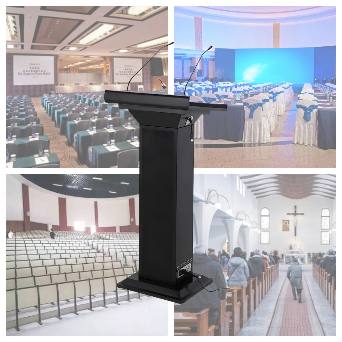 Smart Digital Podium with Gooseneck Microphone for Schools