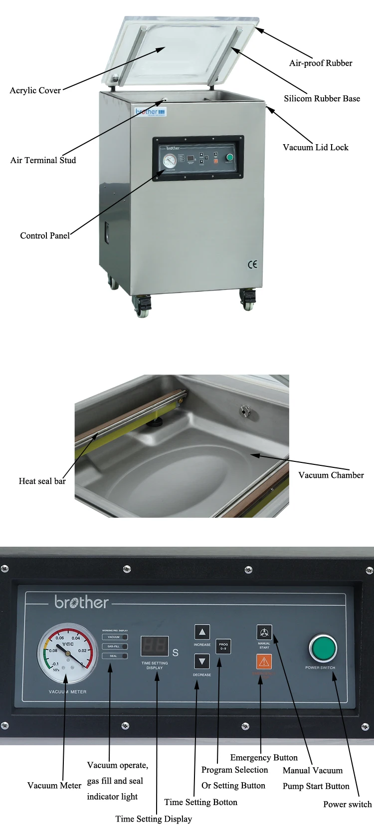 Brother Vm400e Stainless Steel Single Chamber Food Vacuum Sealer ...