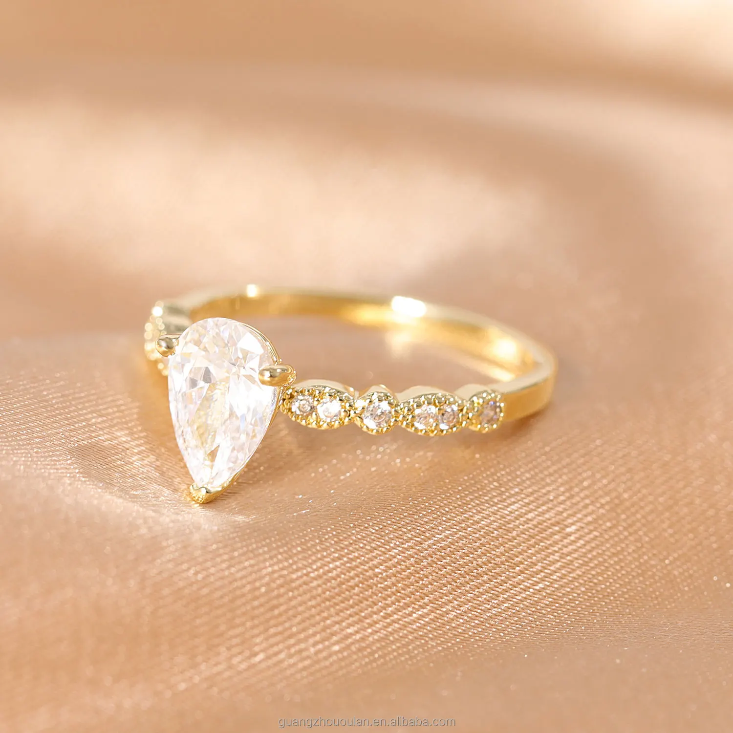 Somen 1.5ct Women Copper Ring Teardrop Engagement Rings Marquise Pear ...