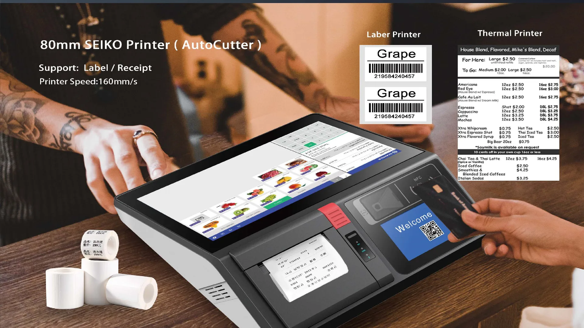 11.6 Inch Windows 10 Pro Pos System Cash Register Countertop Pos ...