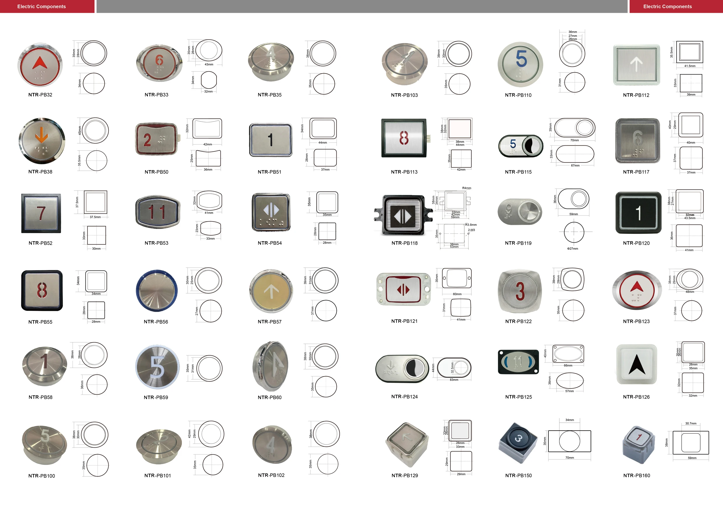 Otis Electric Lift Elevator Spare Parts Touch Push Button Botton For ...