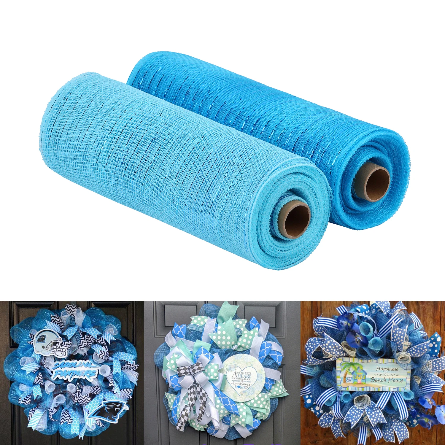 10-inch Ribbon Burlap Home Door Garland Deco Wreath PP Plastic Metallic ...