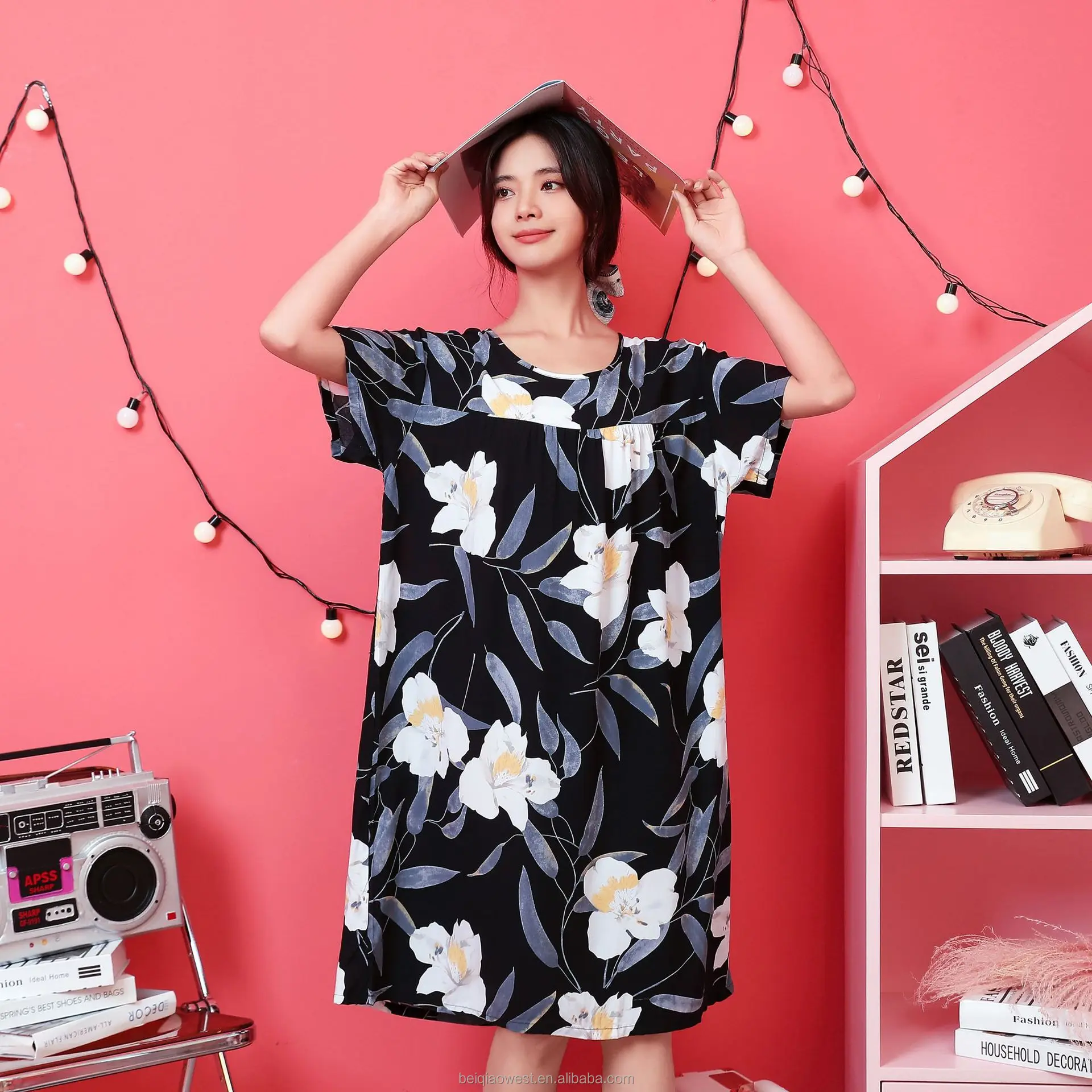 Wholesale Summer Women's Rayon Nightgown Plus Oversize