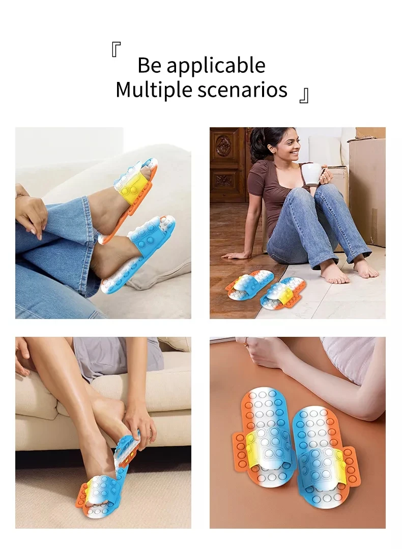 Stress Reliever Bubble Sensory Fidget Toys Silicone Wearable Slippers ...