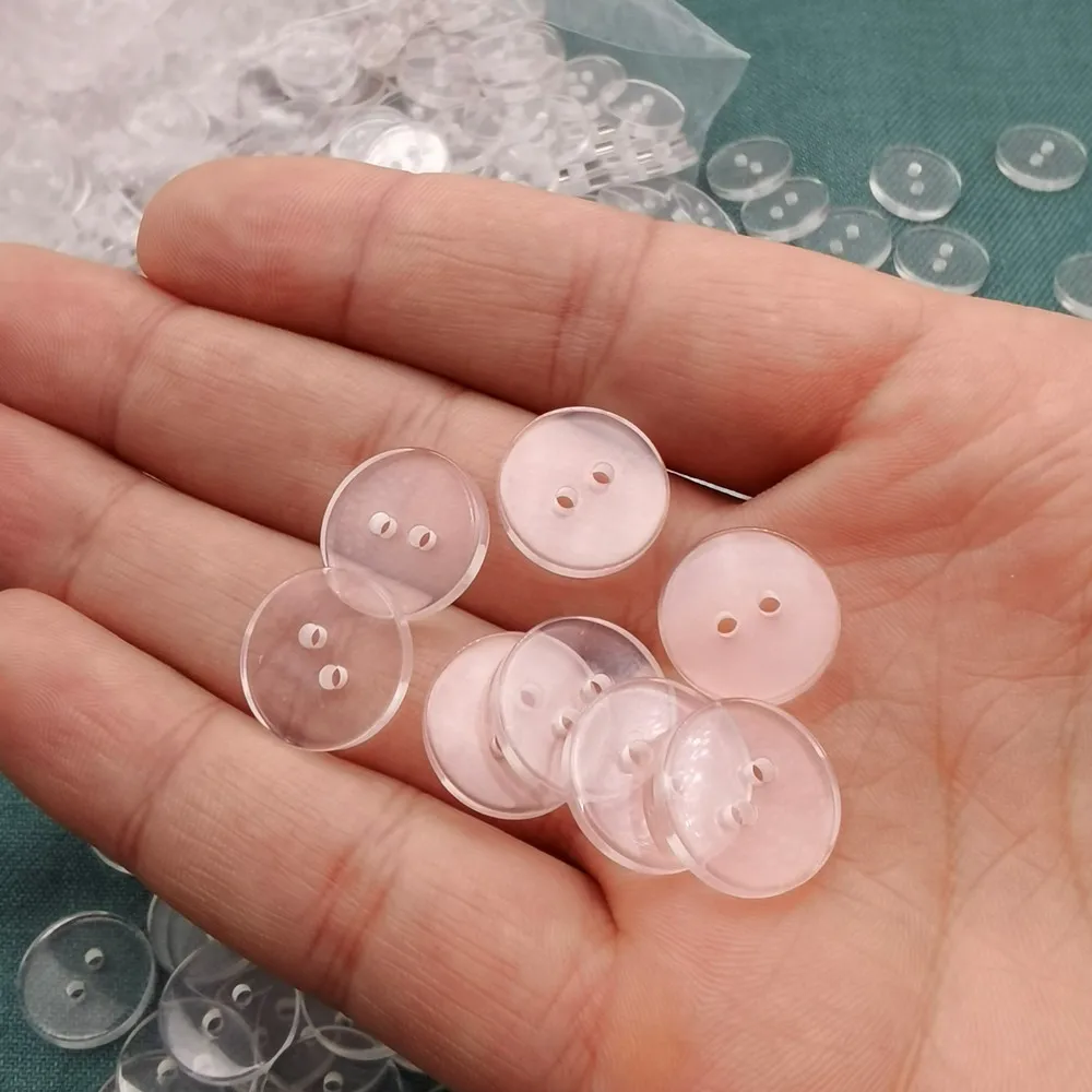 15mm 24l 2 Holes Clear Color Plastic Polyester Resin Button In Clear ...