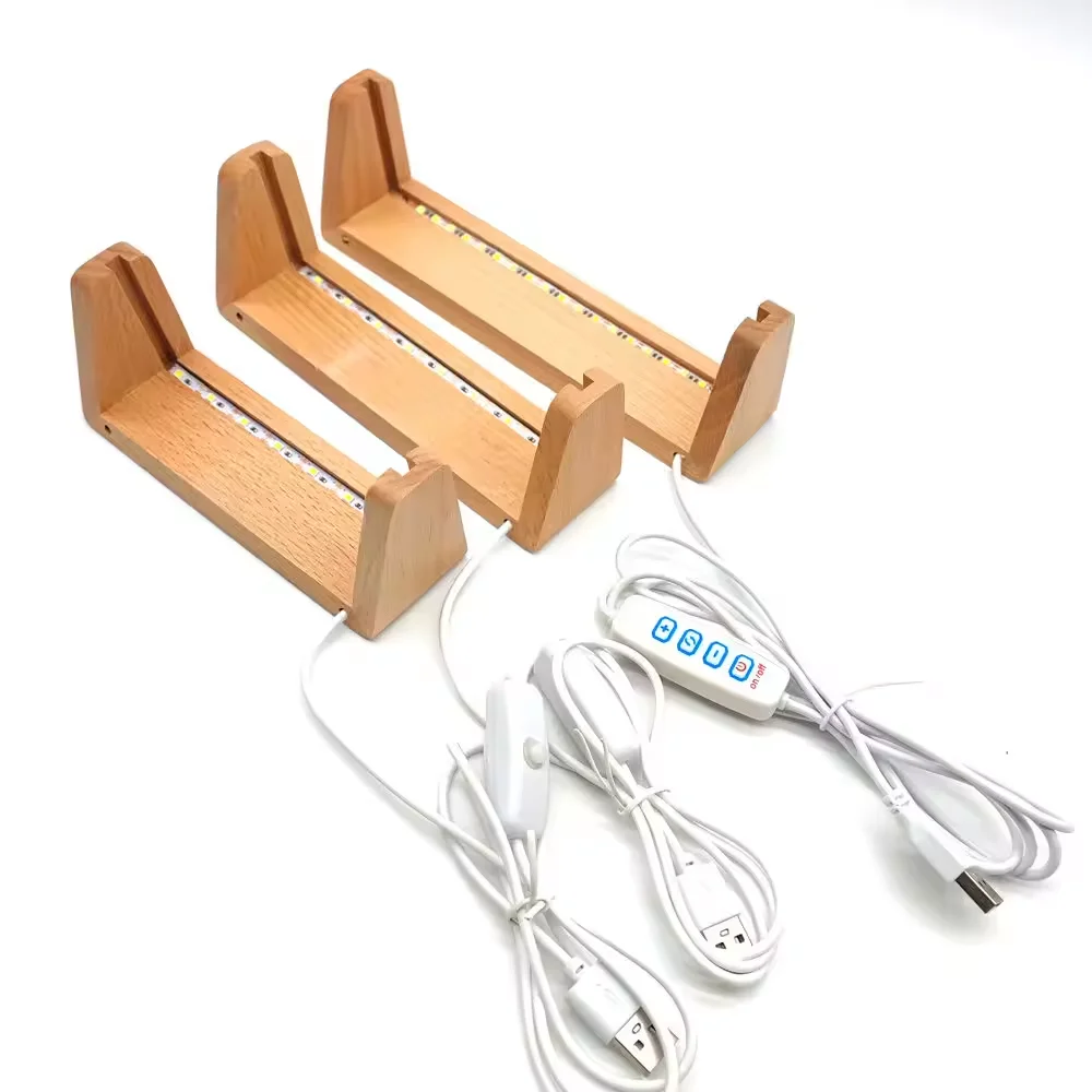 Luminous U Shape Wood Frame Dimming 3D Wood Holder Acrylic Night Light ...