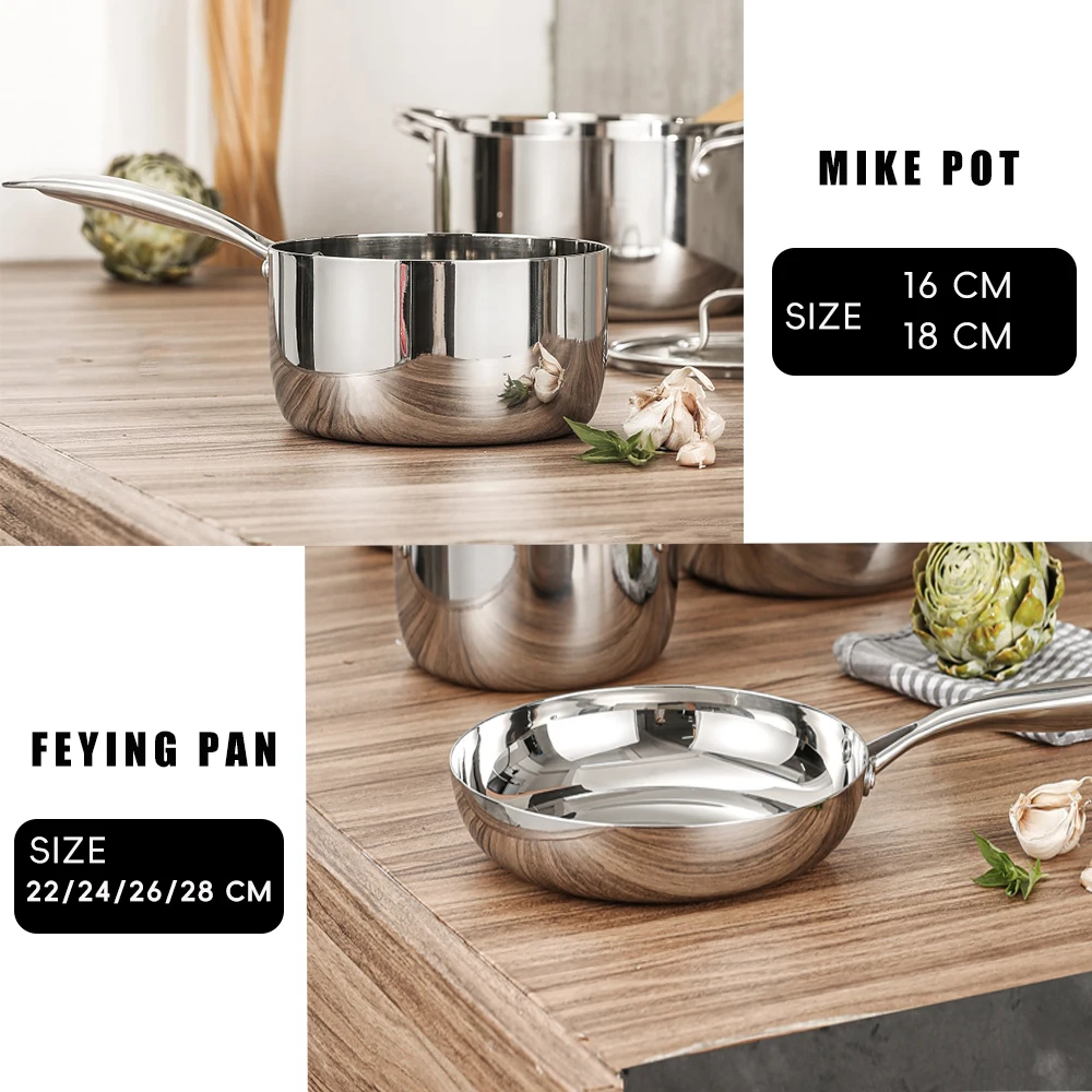 304 Stainless Steel Non-stick Cookware 18cm Saucepan 20/24cm Stock Pot ...