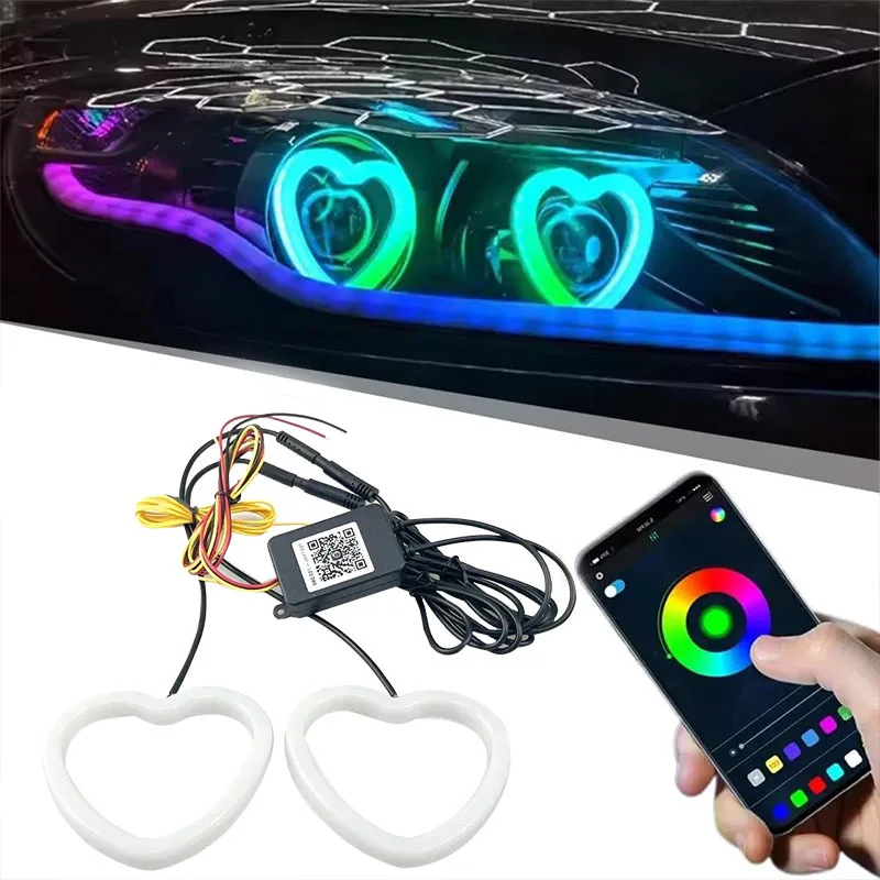 3.5inch Controlled White Amber RGB 7 Color LED Mobile APP Modified Car ...