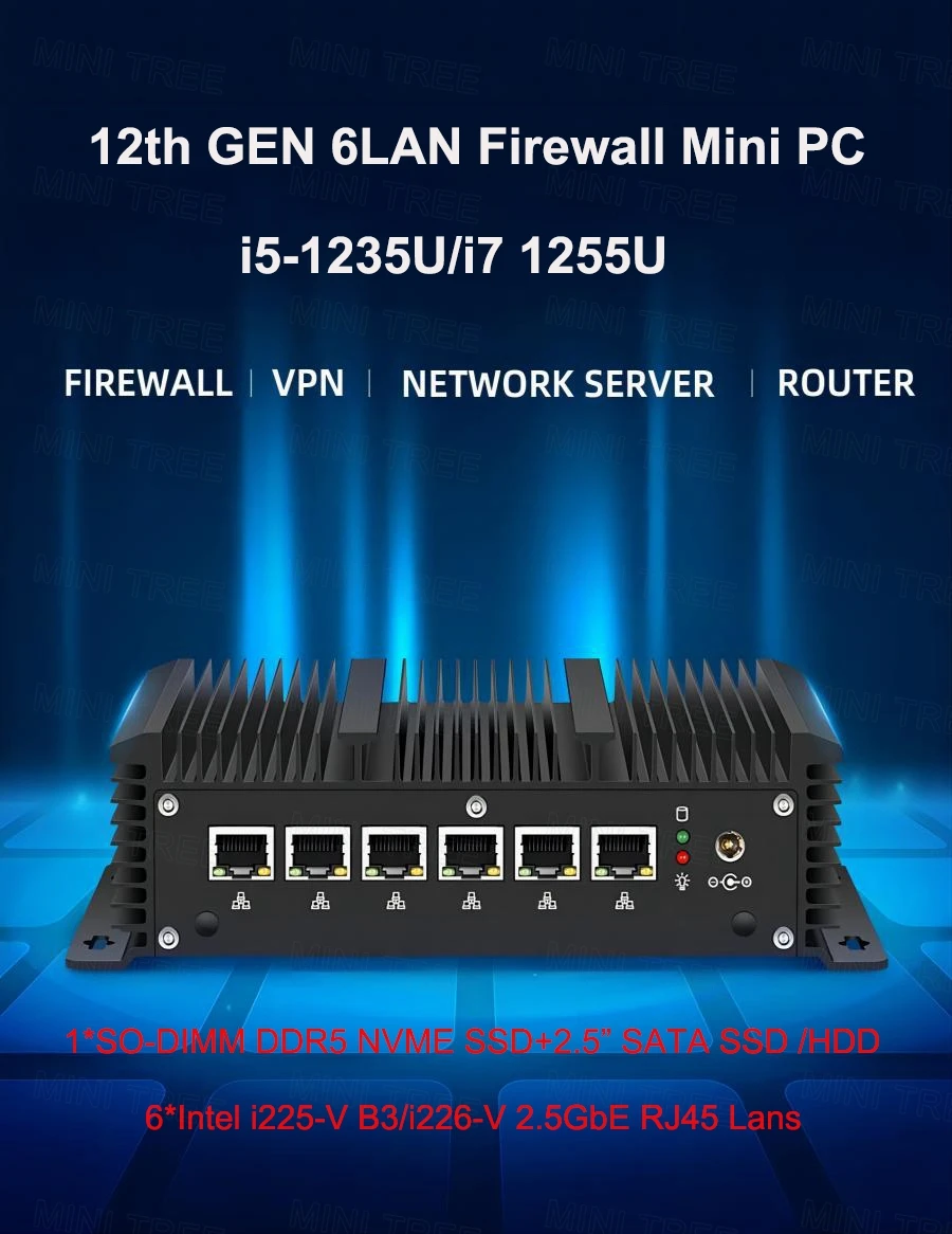 12th Gen Firewall I7 1255u I5 1235u Barebone Soft Router 4x 2.5g I226 ...