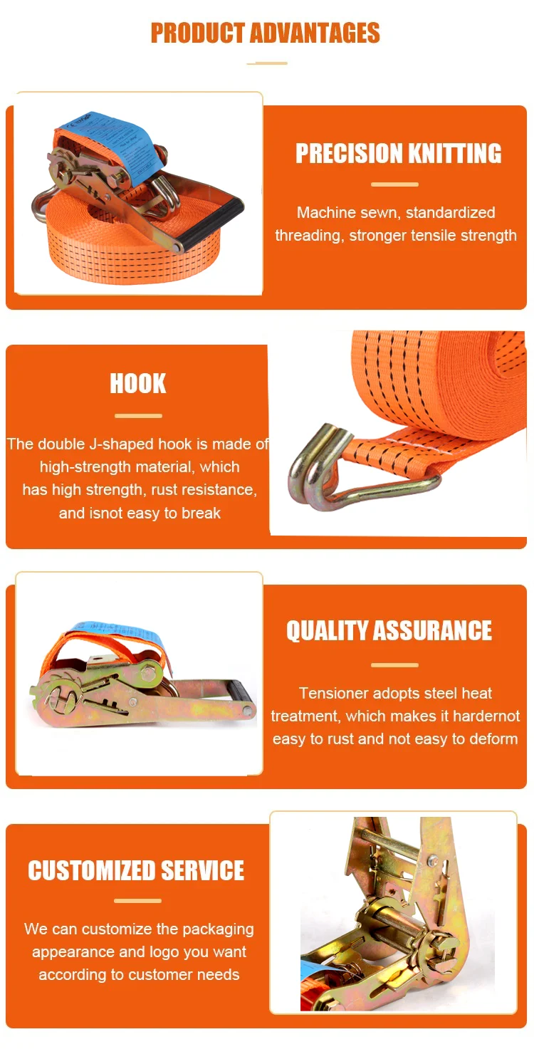 2" 2000kg Polyester Cargo Lashing Strap with Ratchet