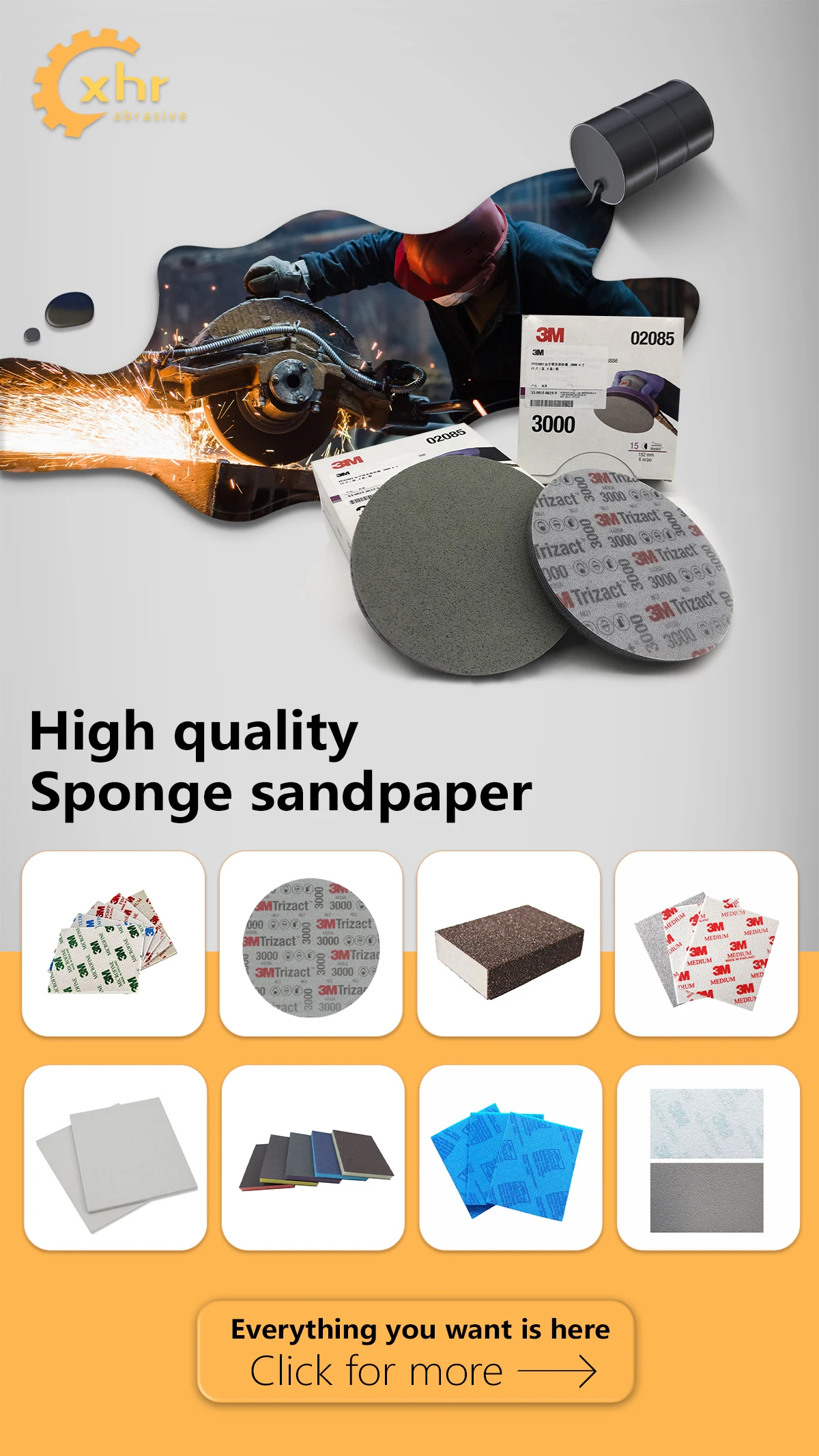 3M 02085 Trizact Black Logo Grit 3000 Abrasive Sanding Sponge