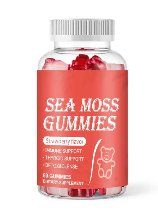Strawberry Flavor Bear Shape Sea Moss Gummy 60 Gummies Per Bottle ...