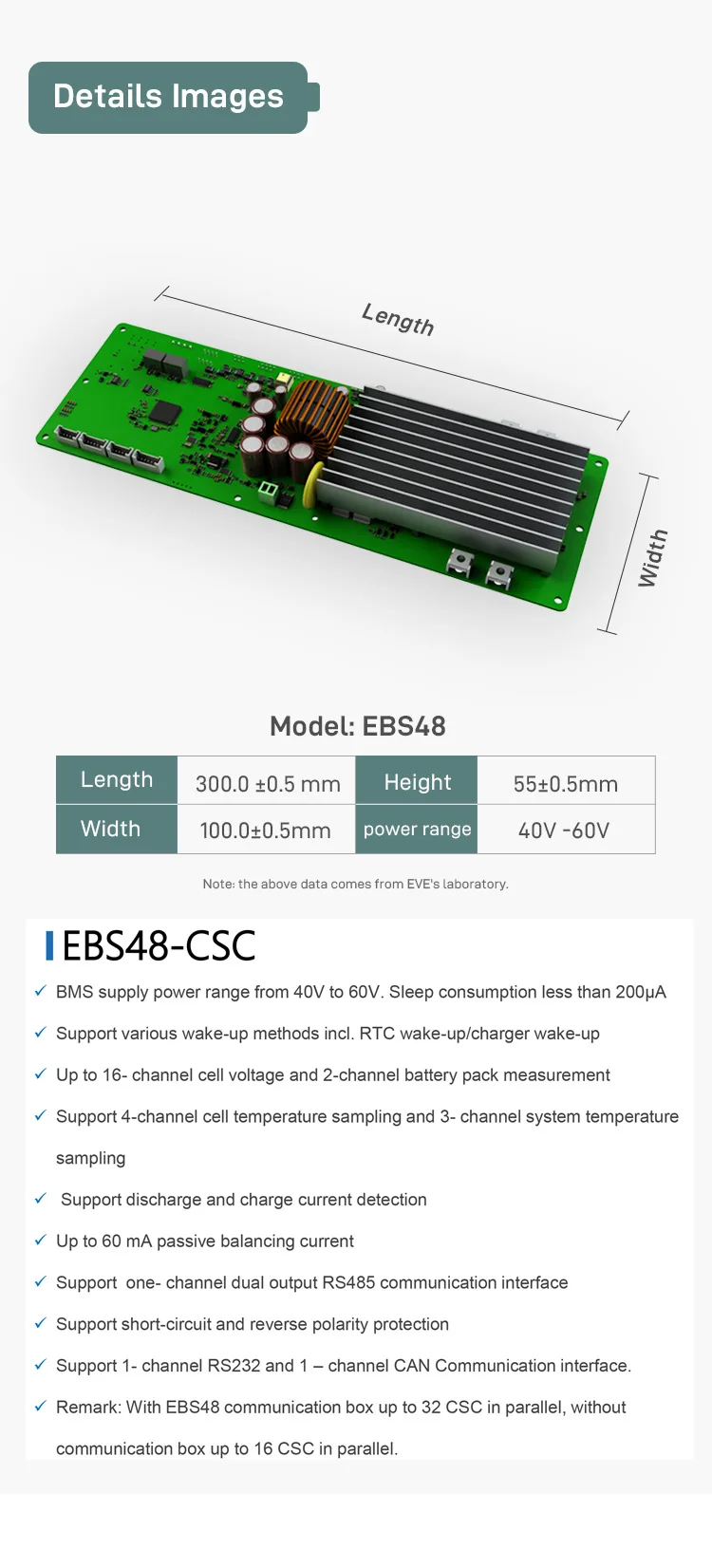 EVE EBS48 BMS - Smart Energy Storage for 48V Lifepo4 Batteries