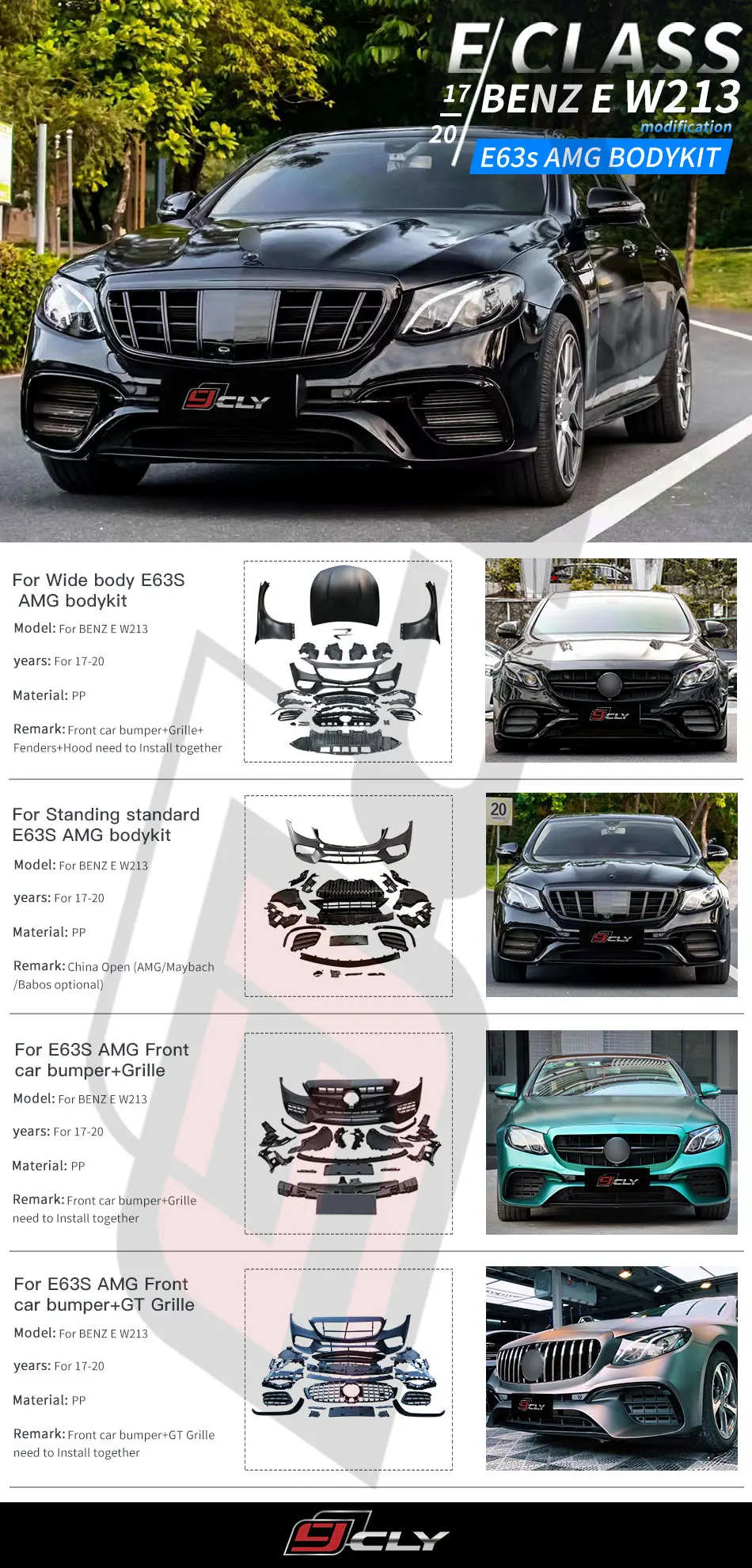 Body Kits For Mercedes W213 17-20 Upgrade E63s Amg Front Car Bumper ...