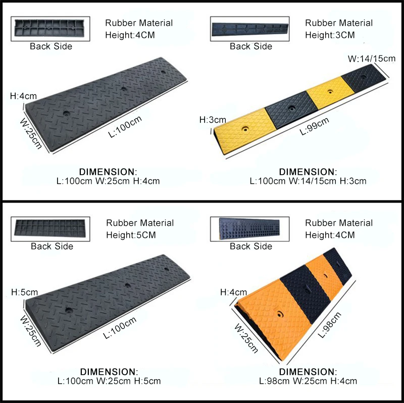 Heavy Duty Flexible Black Yellow Wheelchair Kerb Ramp For Roadway - Buy ...