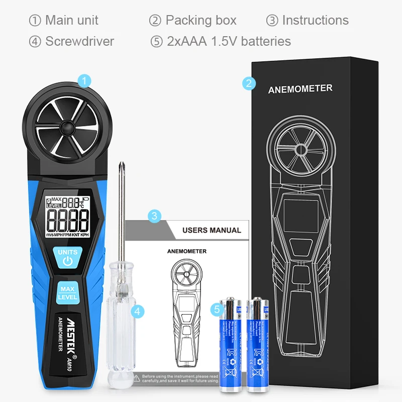 New Product Digital Wind Anemometer Am10 Air Flow Meter For Wind Speed ...