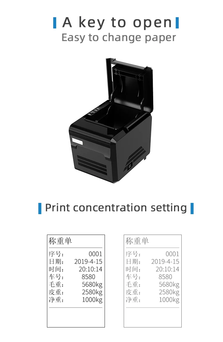 Pt 80a Pos Printer 3 Inch Auto Cutter Desktop Thermal Printer 80mm ...