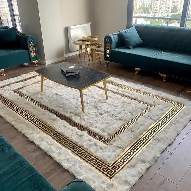 White Patchwork Sheepskin Carpet Long Hair Patchwork Rabbit Fur Carpet ...