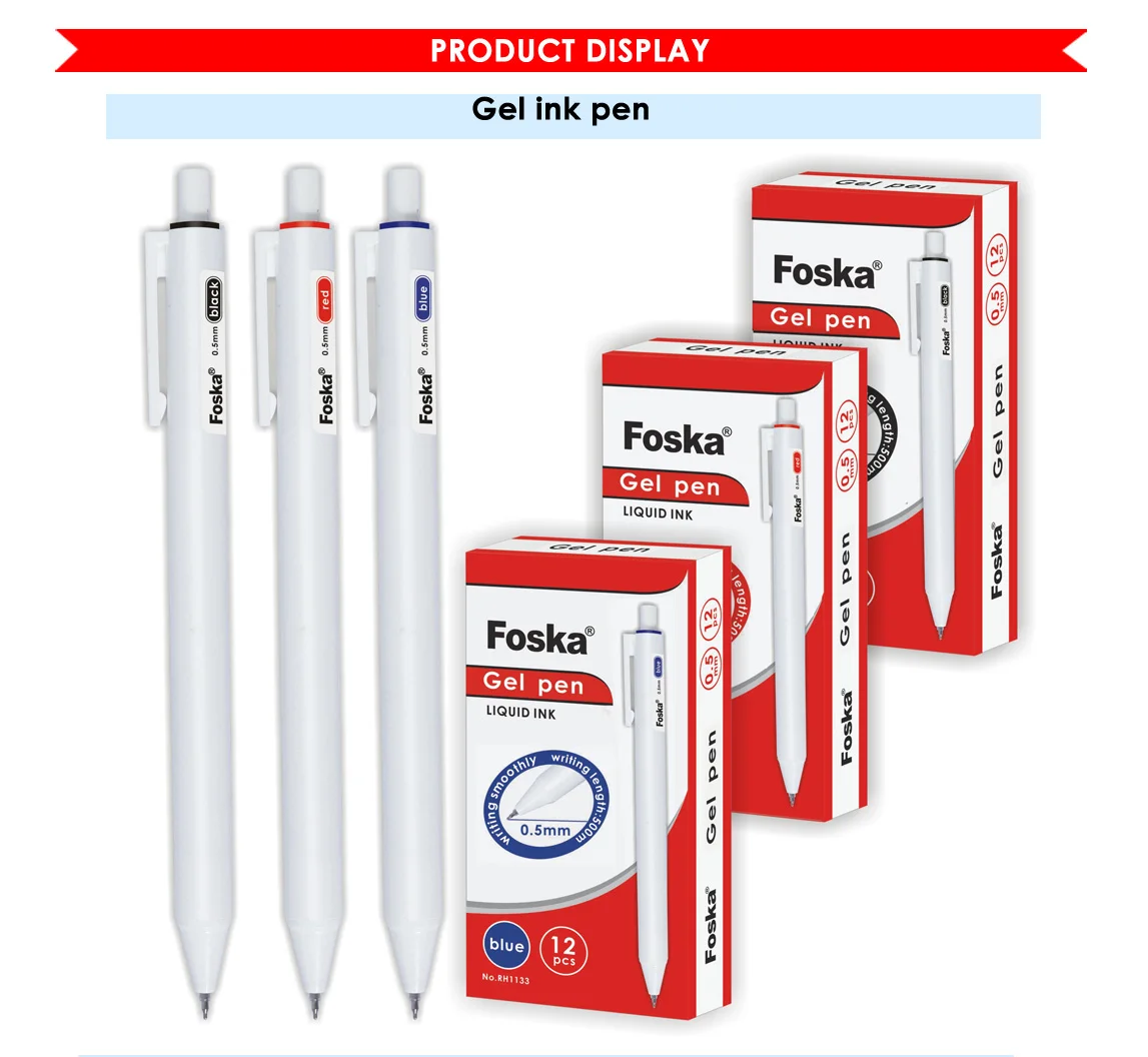 Foska ST Tip Plastic Office Gel Ink Pen 0.5mm Gel Ink Pen Blue Black ...
