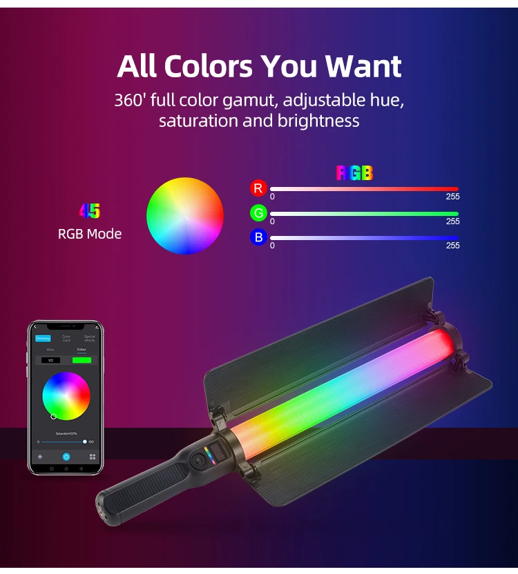 Sl62 Rgb Stick Light Photography App Control 27w 95ra 2700-7500k Bulit ...