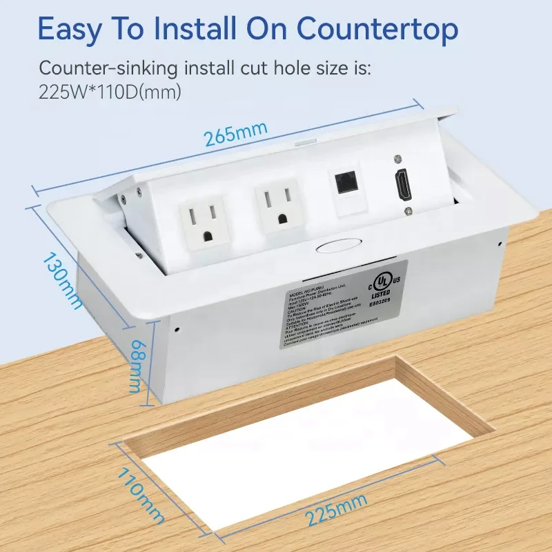 White US Plug Conference Table - Damped Pop up Data USB Port