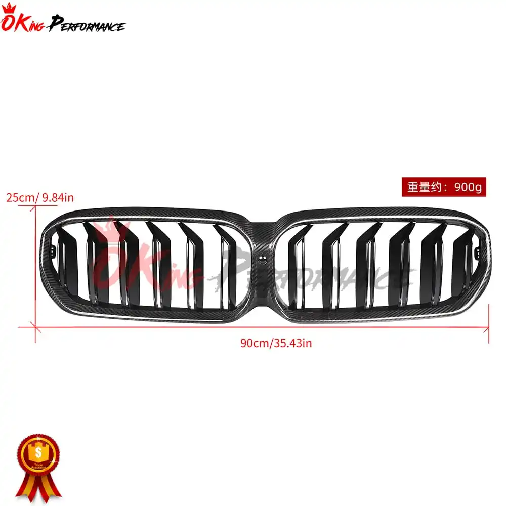Dry Carbon Fiber Dual Slat Front Bumper Grille For Bmw 5 Series G30 Lci ...