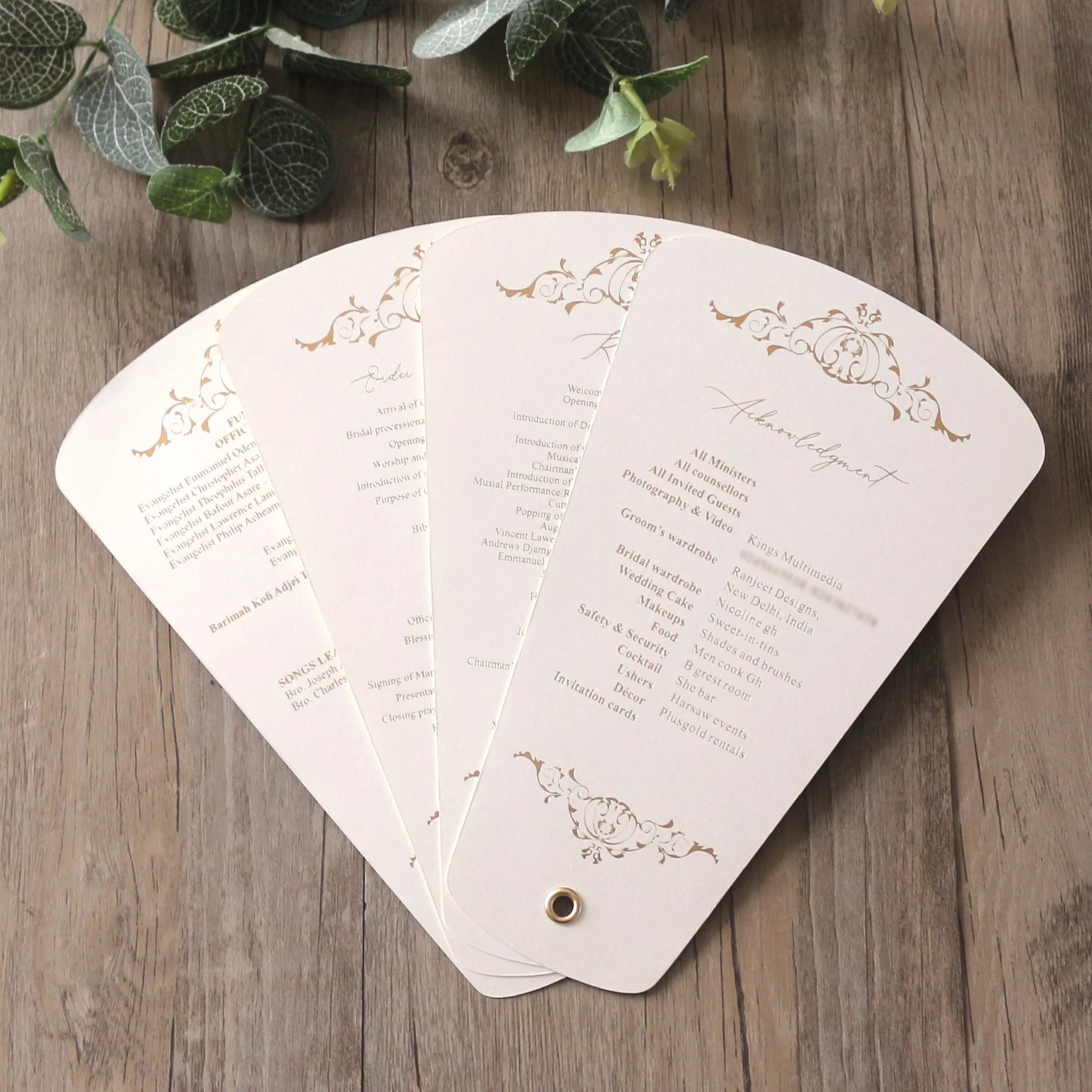 Invitations personnalisees en feuille d or de conception d eventail Offre Speciale Invitations de mariage en papier d artisanat Ensemble de cartes
