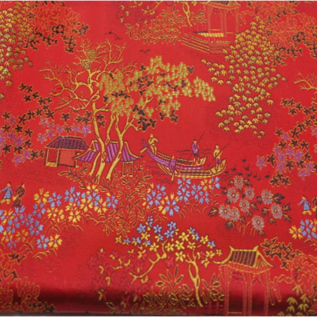 High Quality Chinese Landscape Pattern Jacquard Brocade Fabric ...