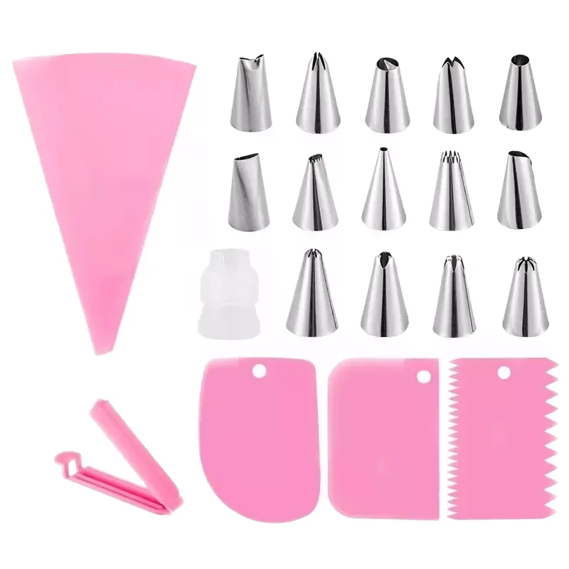 20pcs Stainless Steel Pastry Bag Set for Bakery Socket Confectionery ...