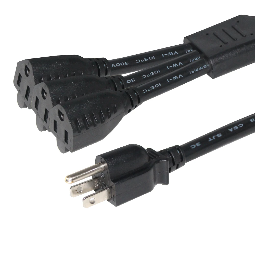 1m Heavy Duty Nema 5-15p To 3 Nema 5-15r 1 To 3 Outlet Power Splitter ...