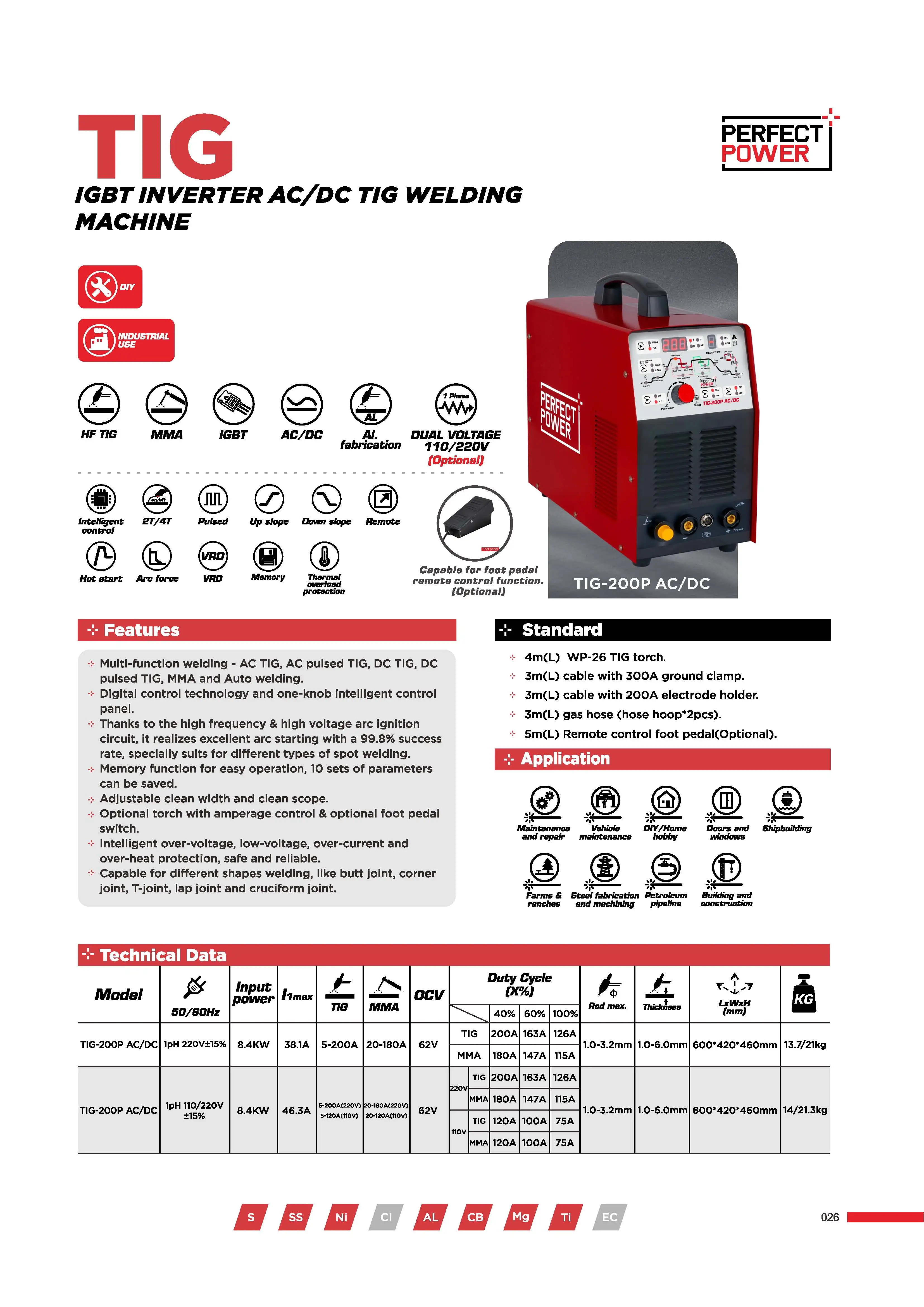 Perfect Power Soldador Multifuncion Tig-200p Ac Dc Tig Welding Machine ...