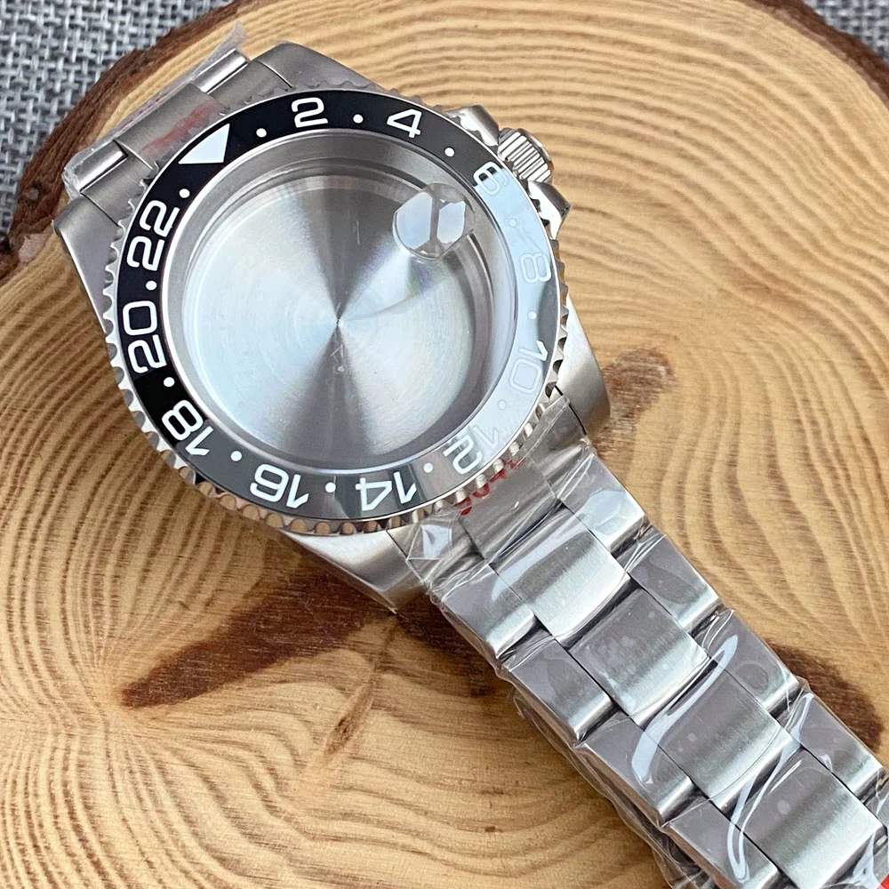 40mm GMT Black Grey SUB Watch Case for NH34 NH35 NH36 NH70 - Stainless ...