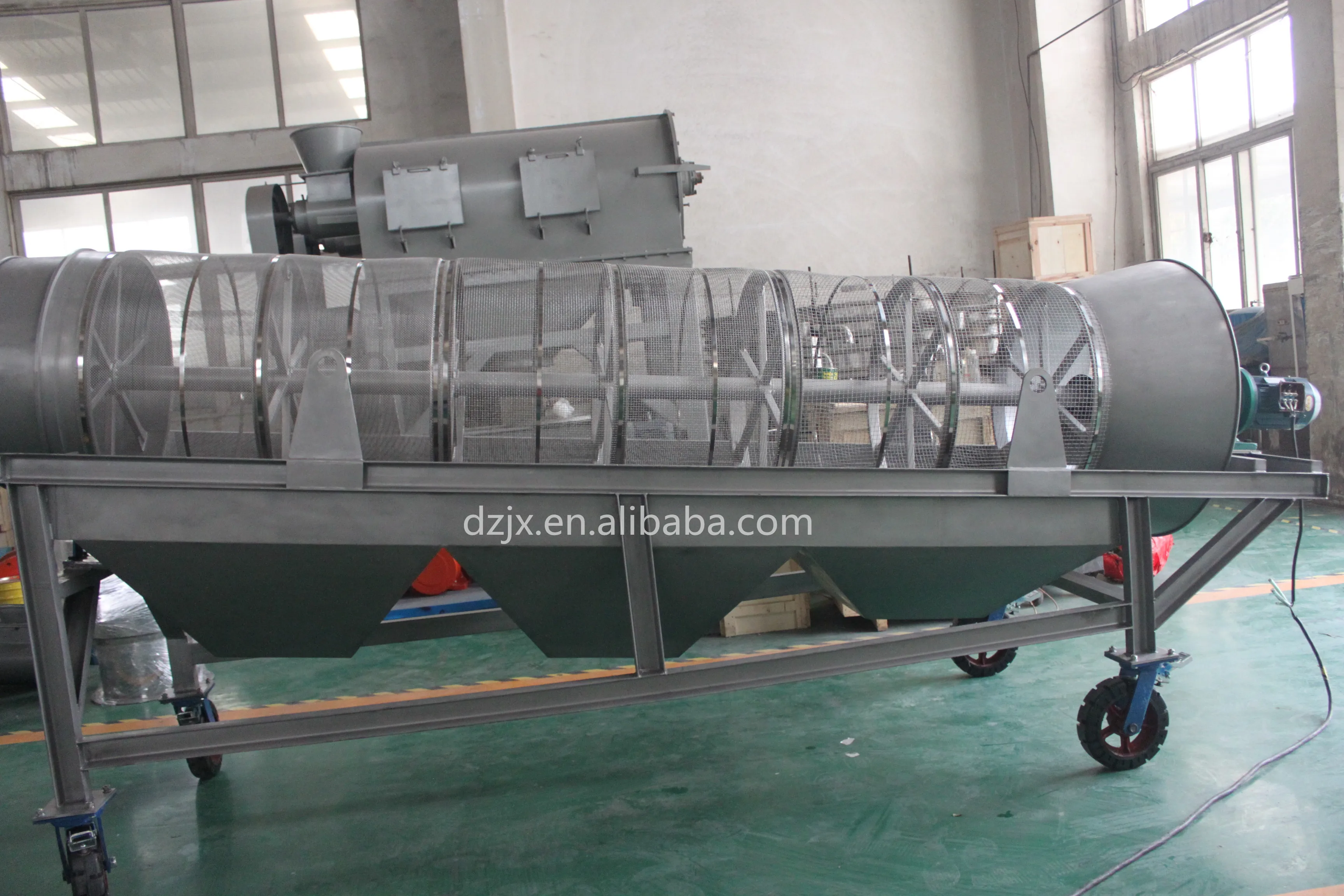 DZJX Gypsum Small Scale 3 Stage Rotary Trommel Screen Machine