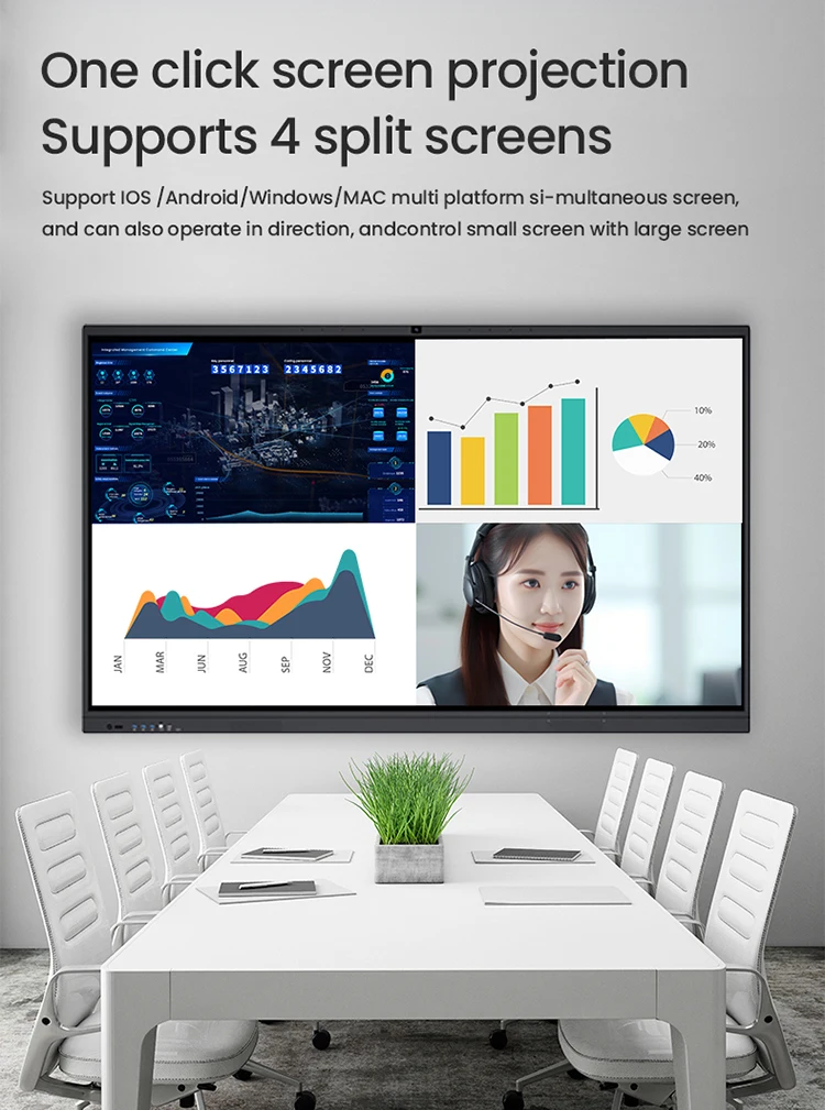 Factory Price 4k 65 75 85 96 110 Inch Touch Screen Multi-language ...