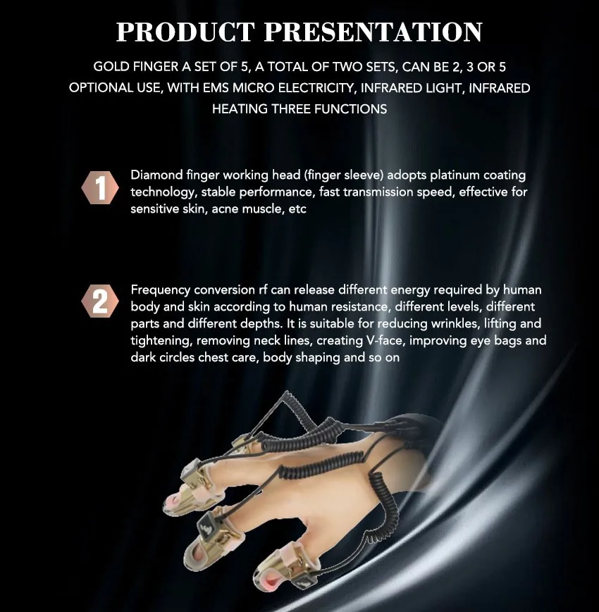 Portable Gravitational Scraping Ems Rf Gold Diamond Finger Body Face ...