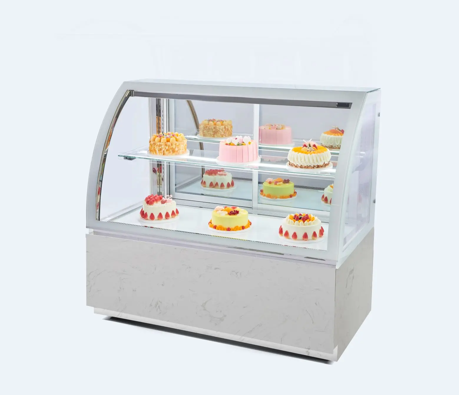 Curved Glass Door Cake Cooler Showcase Cake Display Refrigerators Cake ...