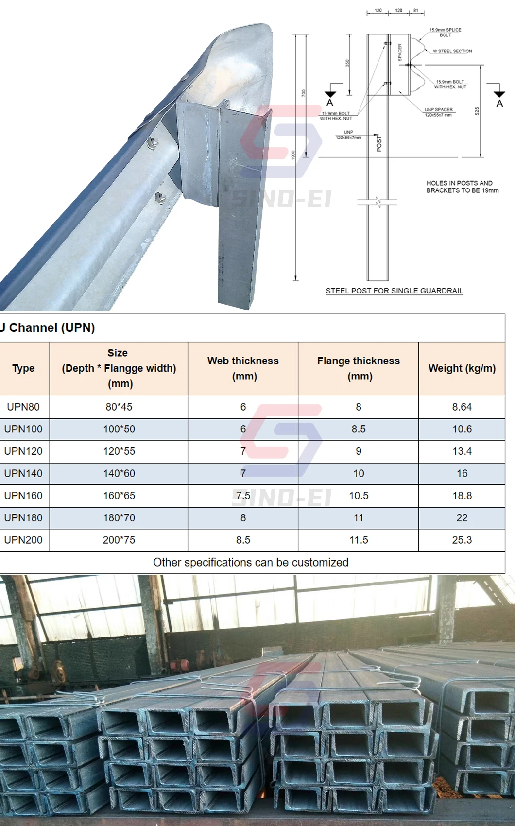 U Channel Highway Safety Used Guardrail Post - Buy Highway Guardrail ...