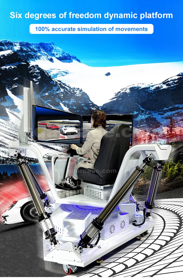VR Equipment Amusement Park Ride Racing Simulator Three Screen 6 Dof ...