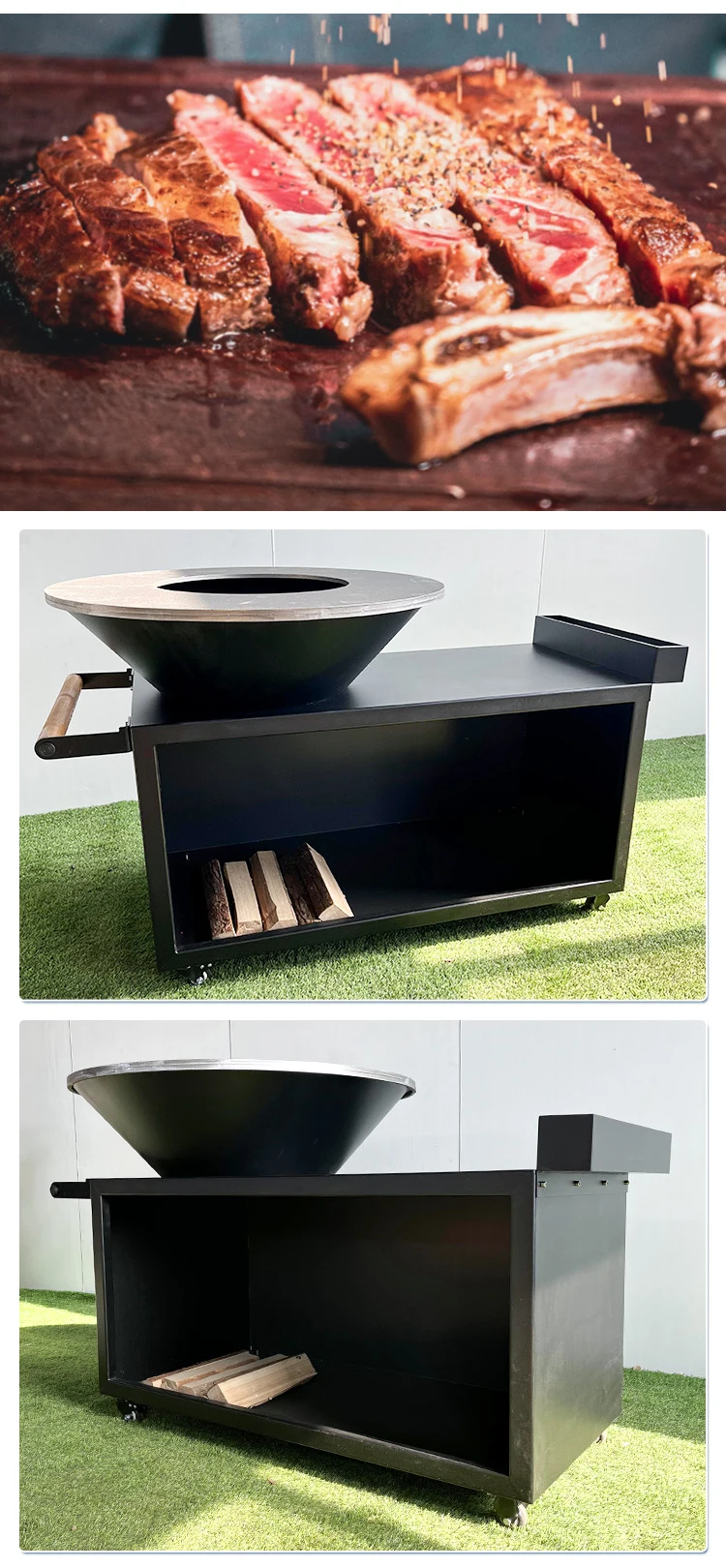 Outdoor Metal Movable Barbecue Kitchen Corten Steel Bbq Outdoor ...