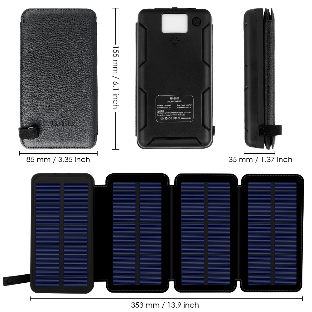 High Quality Shockproof Solar Power Bank With Folding Solar Panels Led ...