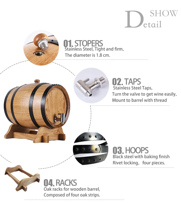 50L Oak Barrel - Premium Wooden Barrel for Wine Aging