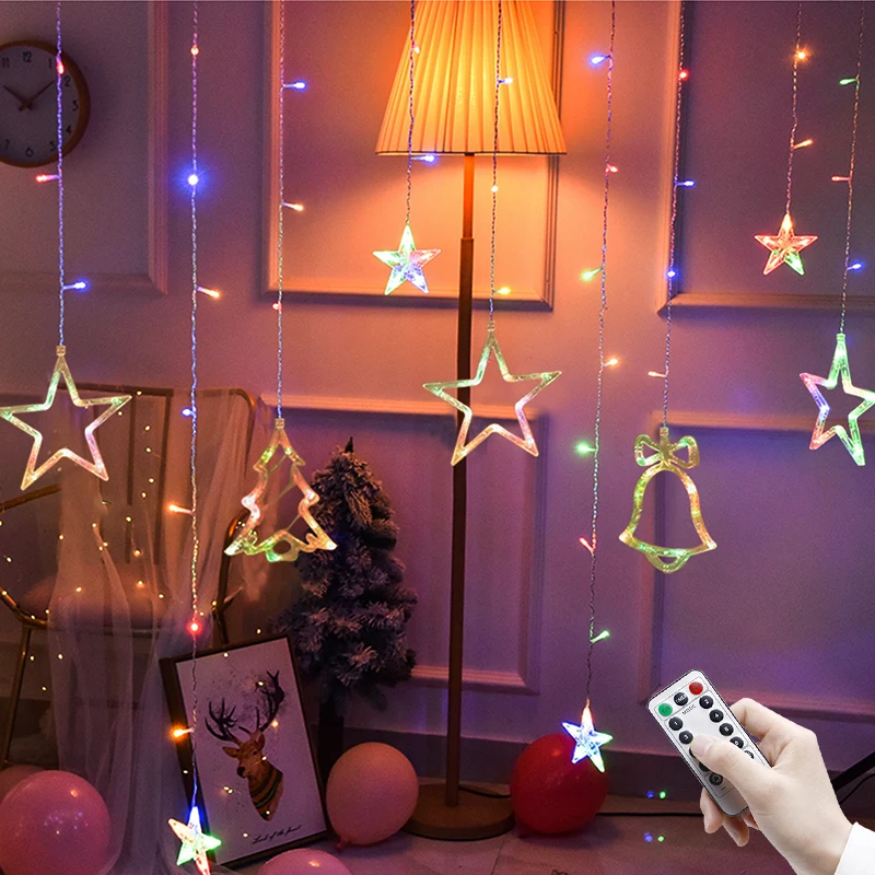 126 LED Star 3m Battery Powered Twinkle Star Moon Fairy Lights