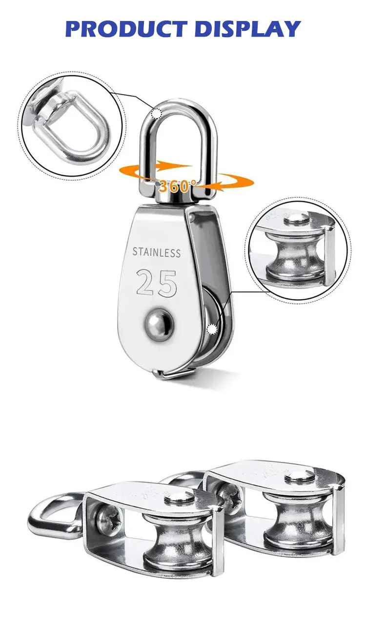 Polish Miniature Rigging Wire Rope Swivel Eye Pulley Stainless Steel ...