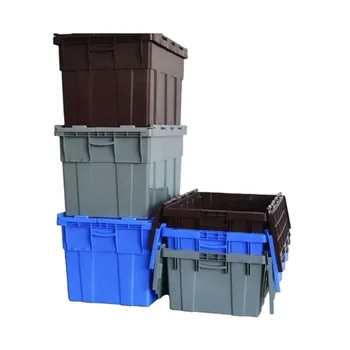 Large Plastic Stackable Moving Turnover Boxes/crates With Lid - Buy ...