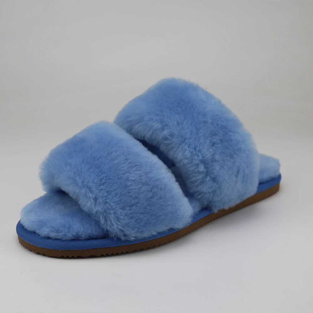 Fuzzy Genuine Feather Woman Snow Slippers - Winter Comfort
